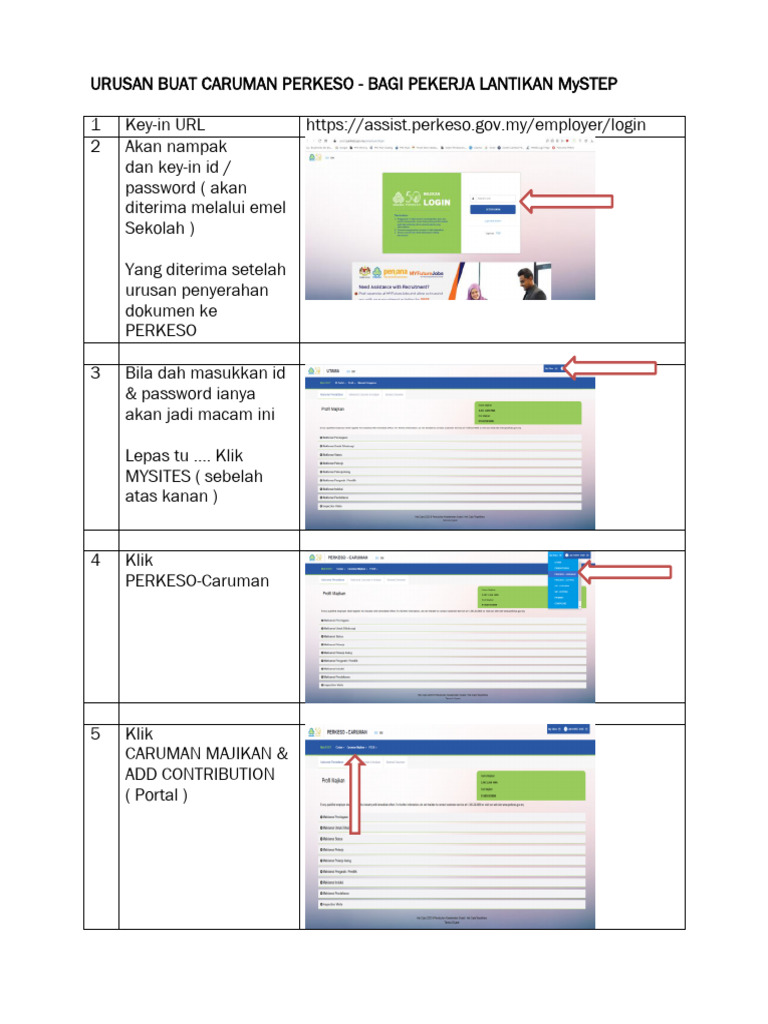 Urusan Buat Caruman Perkeso Di Portal Perkeso | PDF