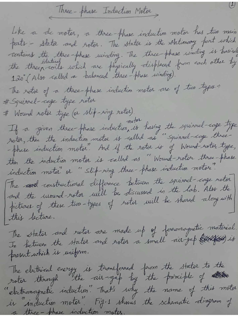 Notes Three Phase Induction Motor | PDF