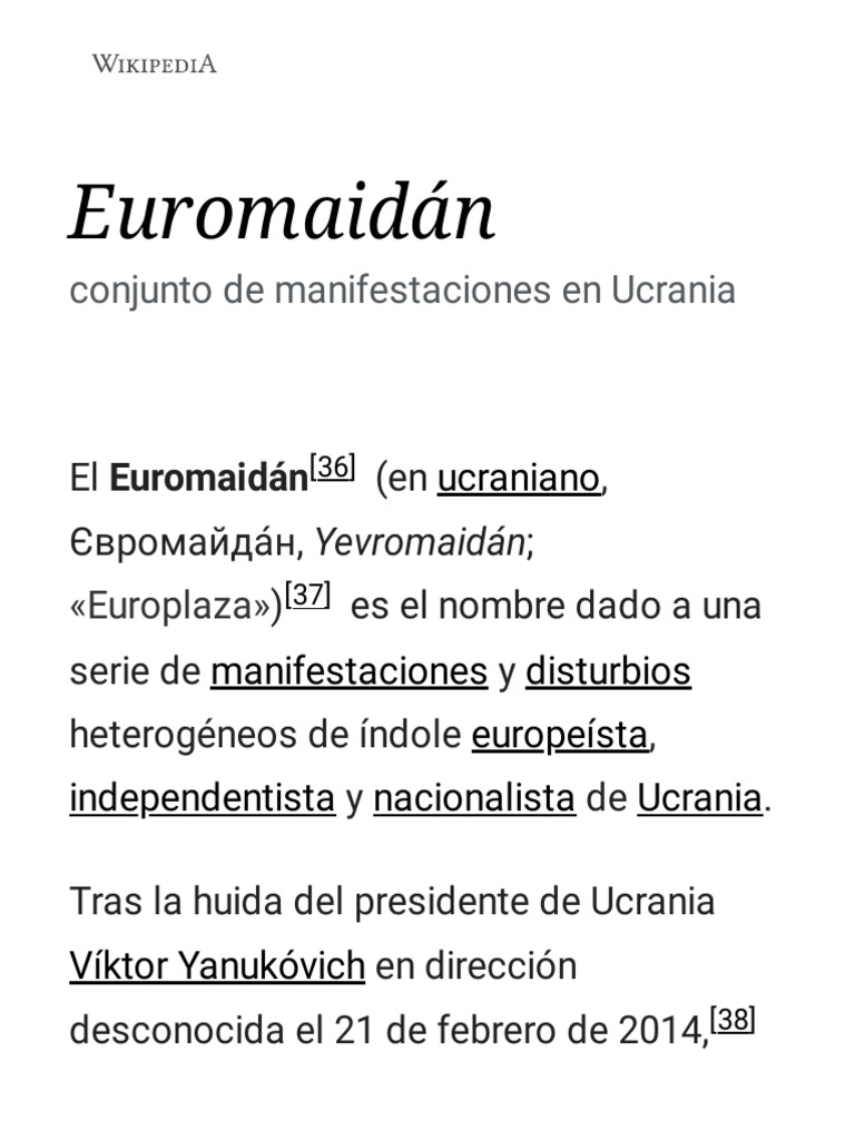 Euromaidán - Wikipedia, La Enciclopedia Libre | PDF