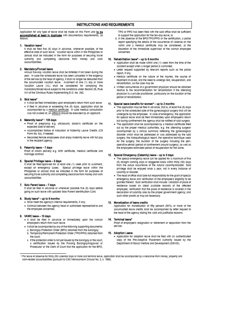 Form 6 Leave Form Blank | Download Free PDF | Surgery | Parental Leave