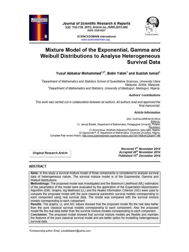 Mixture Model of The Exponential, Gamma and Weibull Distributions To Analyse Heterogeneous ...