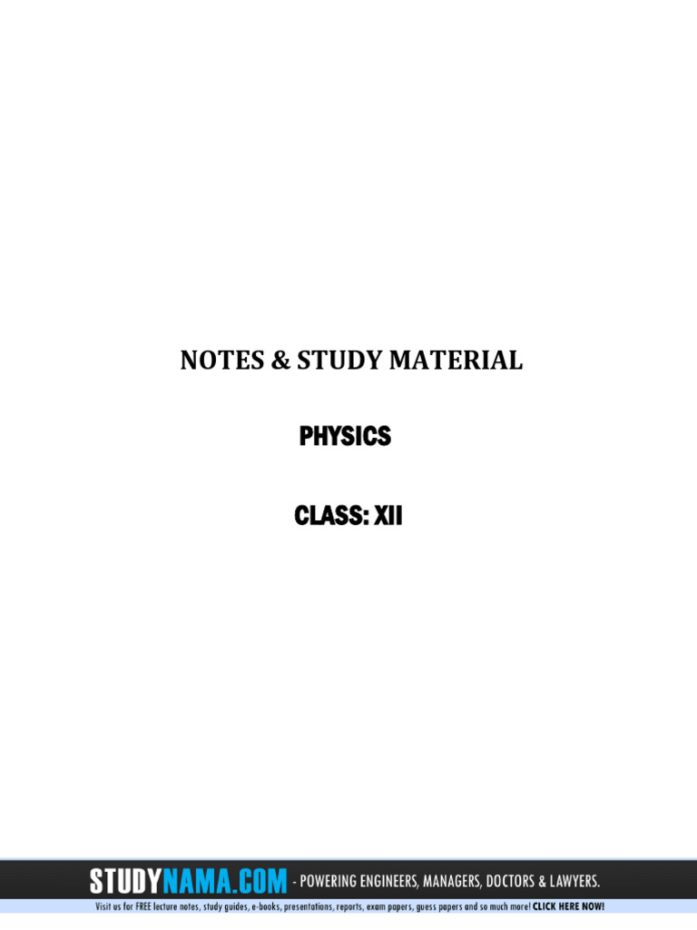 Physics Class 12 Notes | Download Free PDF | Capacitance | Electrical ...