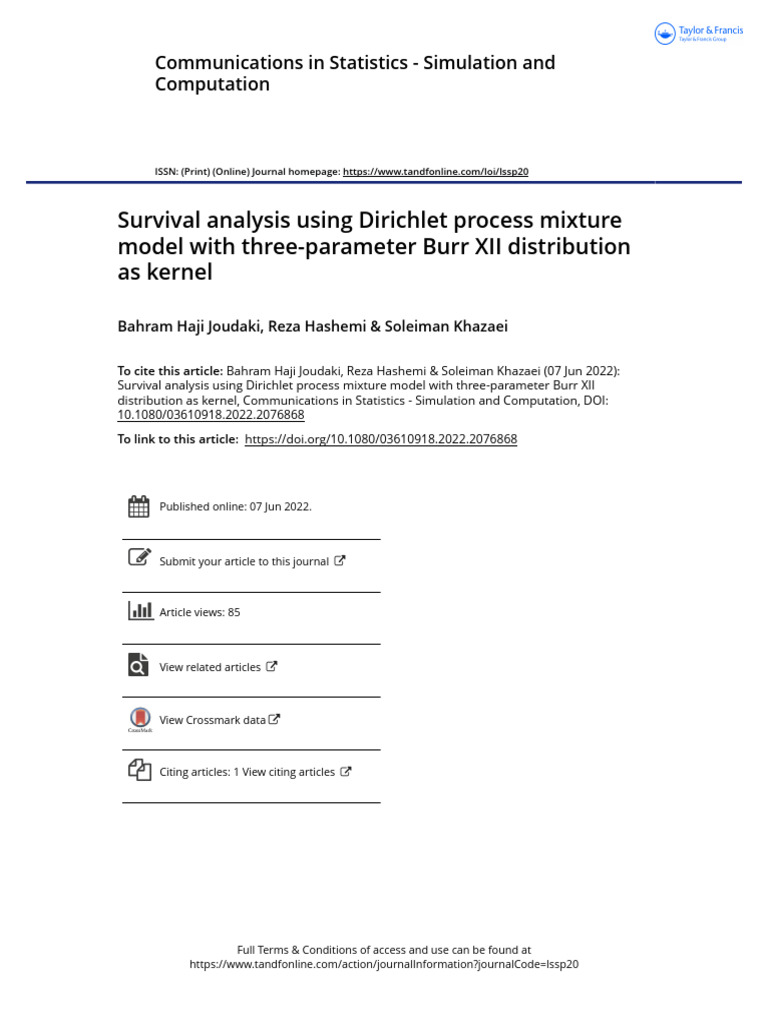 Survival Analysis Using Dirichlet Process Mixture Model With Three-Parameter Burr XII ...