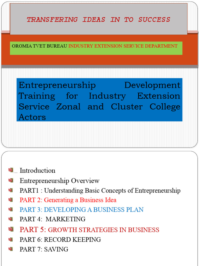 Entrepreneurship Development Training Manual | PDF | Entrepreneurship ...