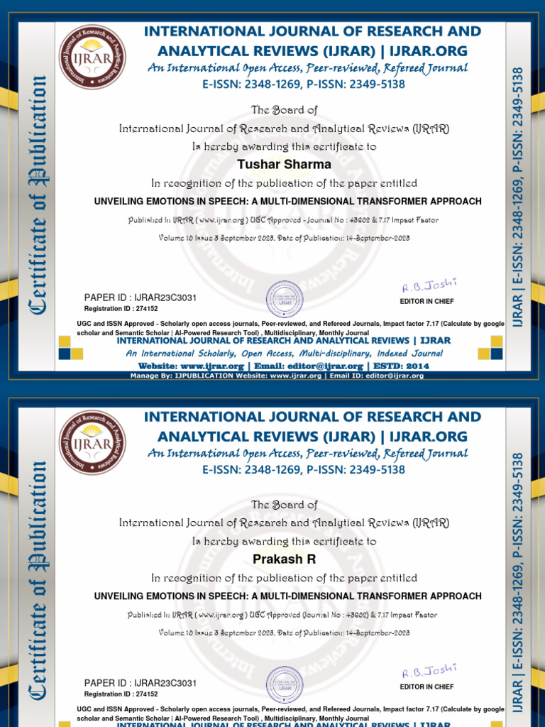 Ijrar Certificate Ijrar 274152 | PDF | Academic Journal | Human ...