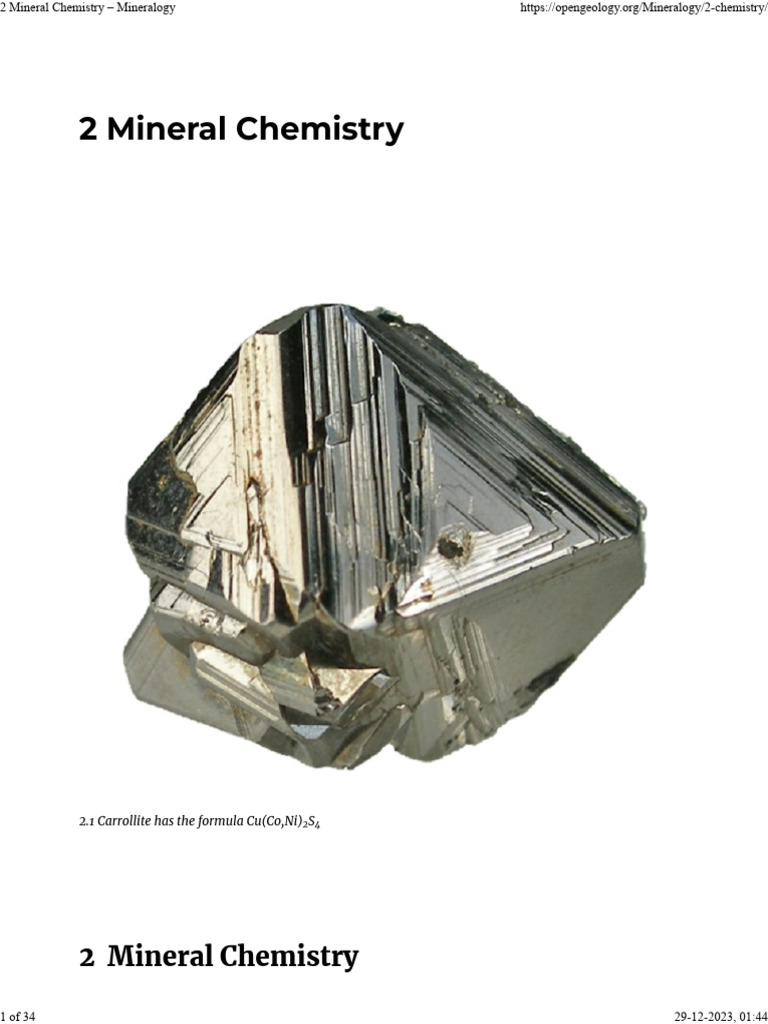 2 Mineral Chemistry - Mineralogy | PDF | Ion | Chemical Bond