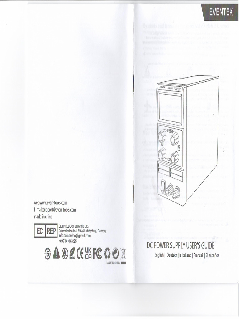 Notice Eventek KPS3010D Alimentation Stabilisée | PDF