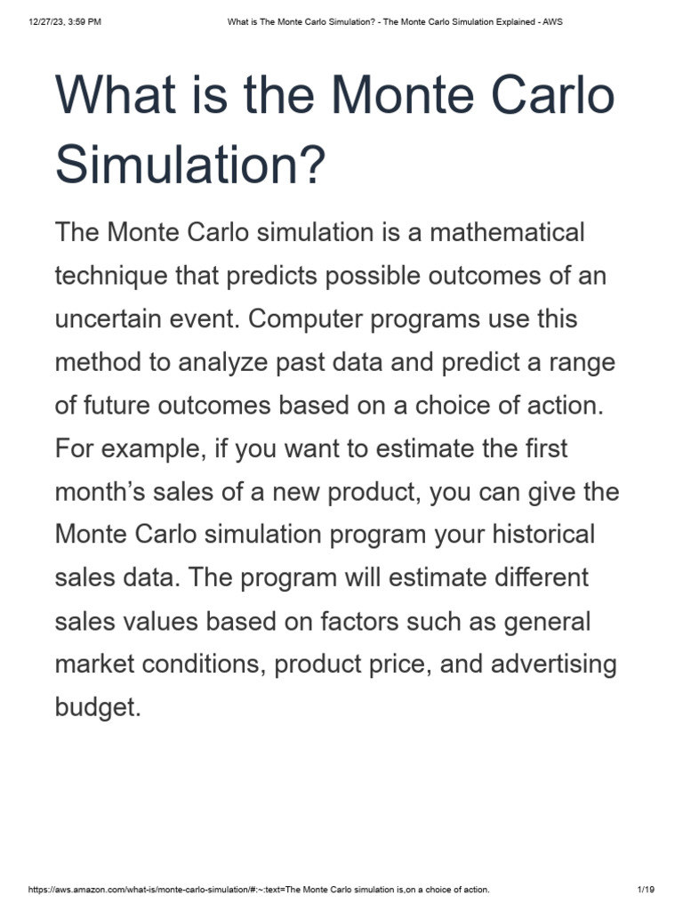 What Is The Monte Carlo Simulation? | PDF | Monte Carlo Method | Computer Simulation