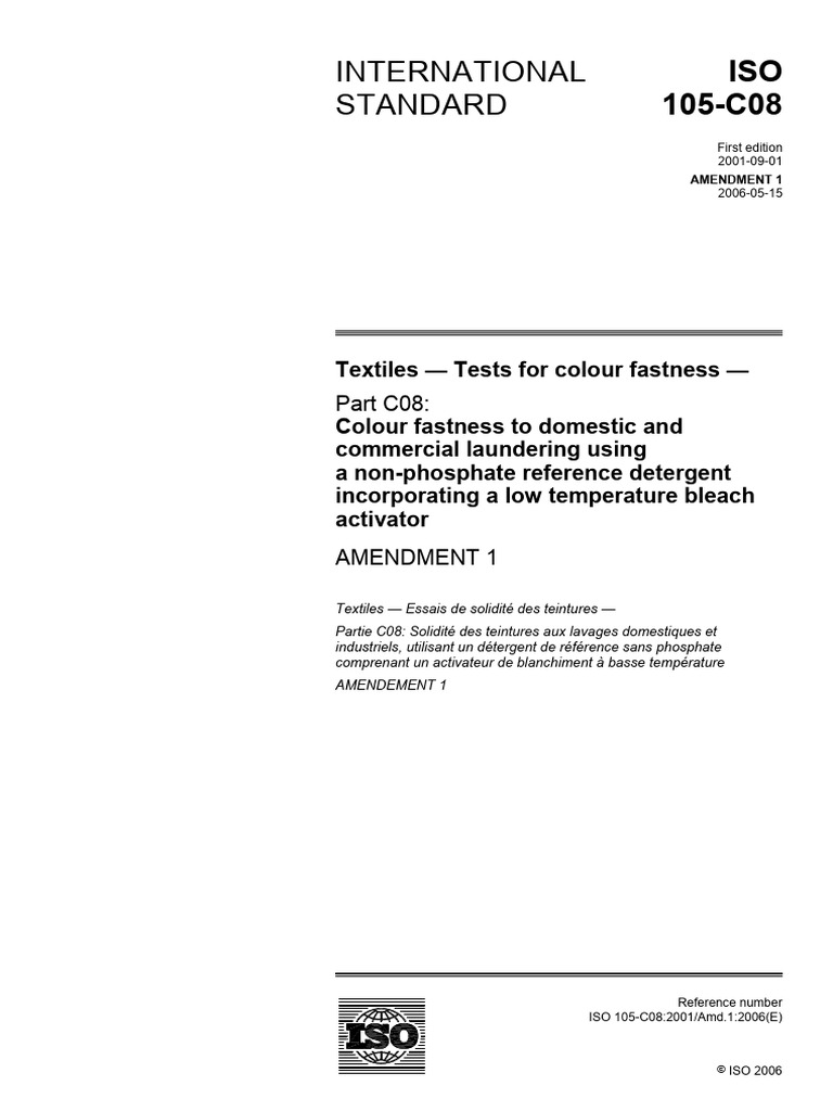 BS en Iso 105-C08-Amd1-2006 | PDF | International Organization For ...