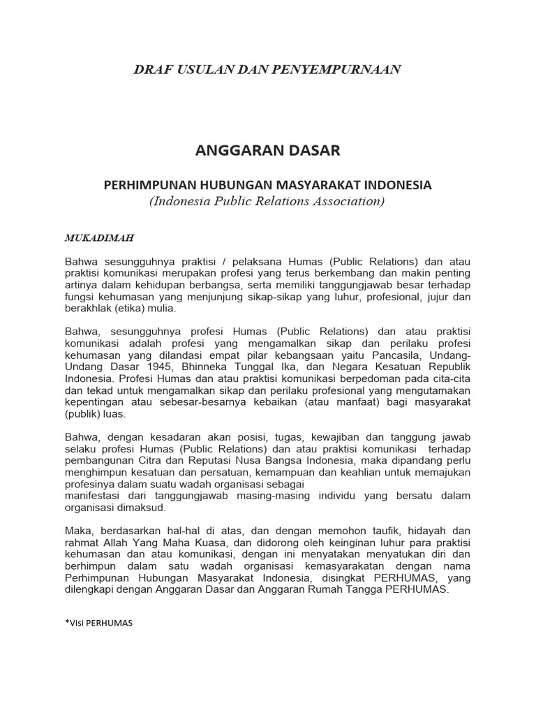 Draft Penyempurnaan ADART PERHUMAS - Kompilasi - Rev - 11 September ...