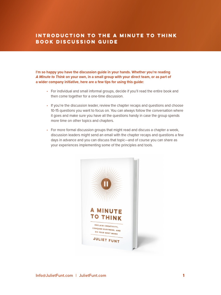 A Minute To Think Discussion Guide - v2 | PDF | Communication | Thought