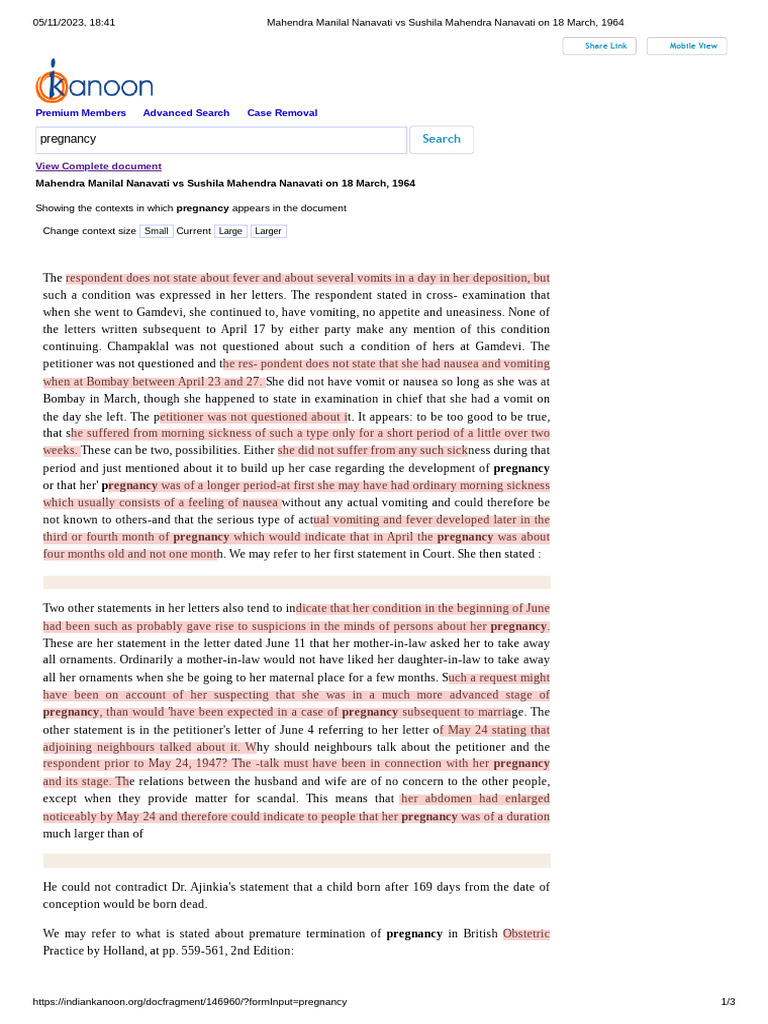 Nanavati Case: Pregnancy Evidence Analysis | PDF | Wellness
