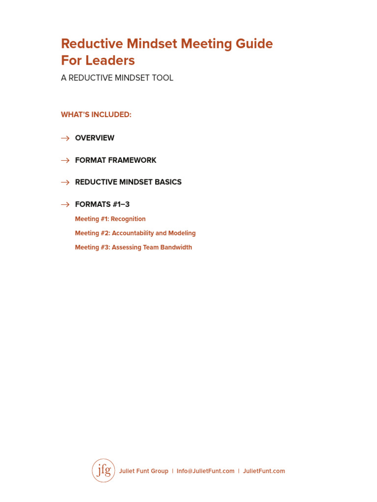JFG Reductive Mindset Guide For Leaders | PDF | Accountability | Behavior