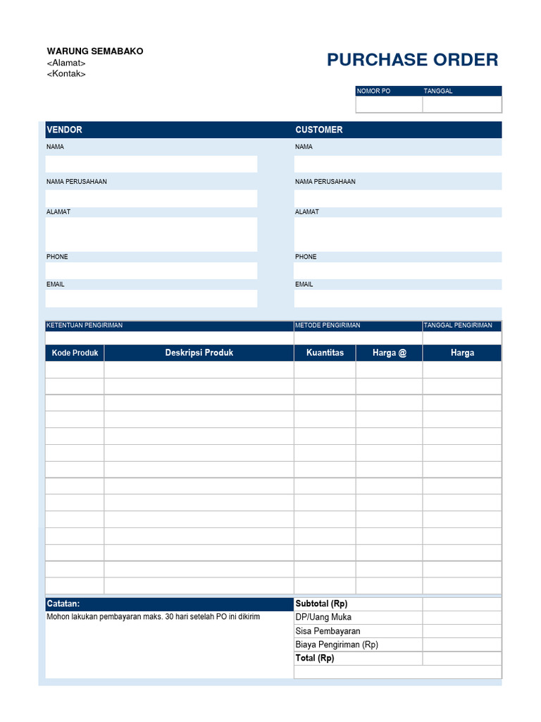 Contoh-Purchase-Order WR | PDF