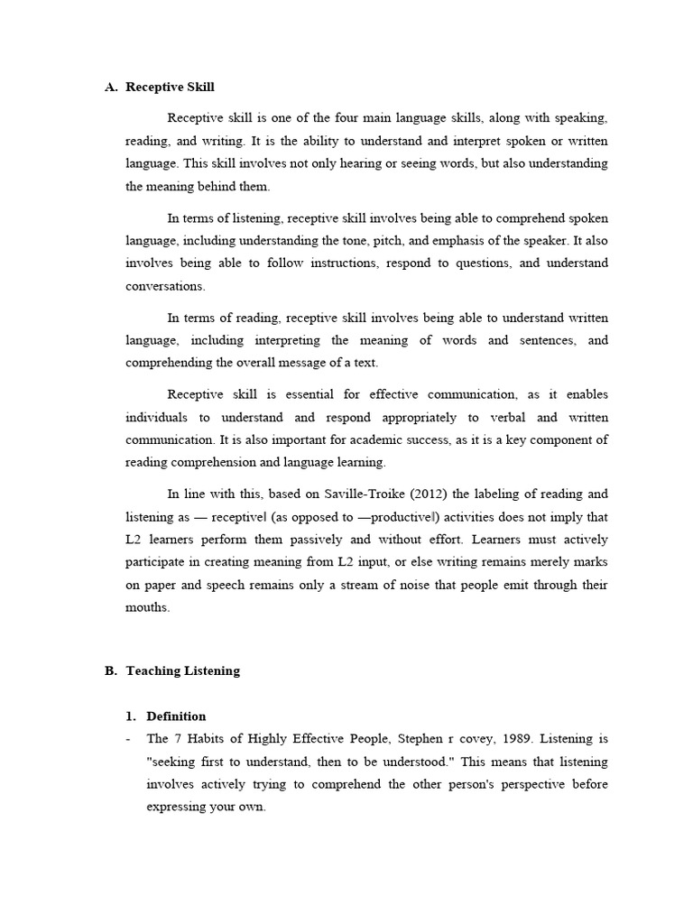 Receptive Skill Method | PDF