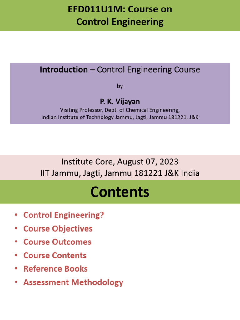 Introduction To Control Engineering | PDF | Control Theory | Systems Theory