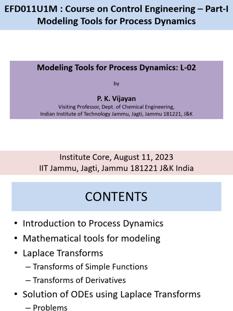 L-02 Modeling Tools For Process Dynamics | PDF