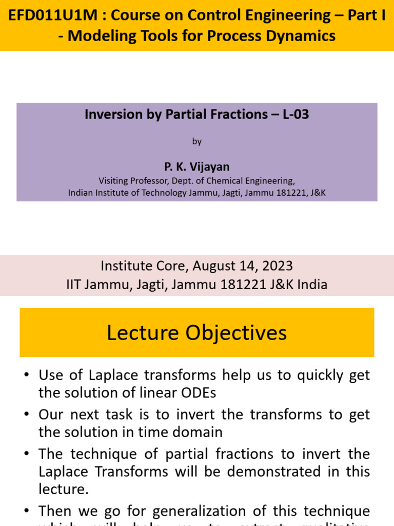 L-03 Inversion by Partial Fractions | PDF