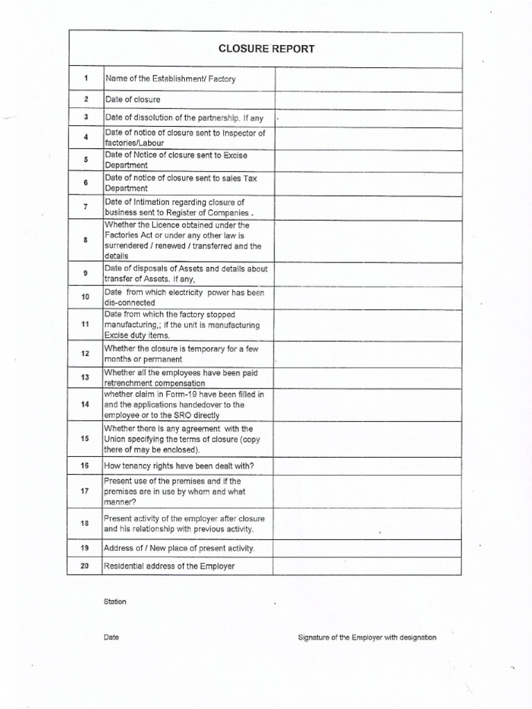 Closure Report | PDF