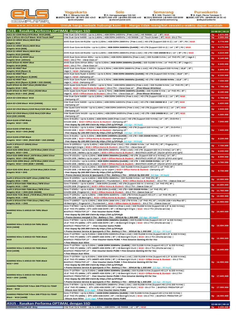 ELS 22 Agustus 2020 | PDF | Integrated Circuit | X86 Architecture