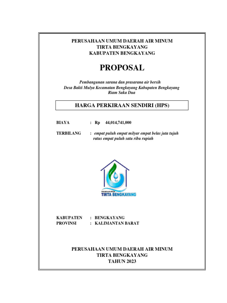 Estimasi RAB SPAM Saka Dua Kec. Bky | PDF