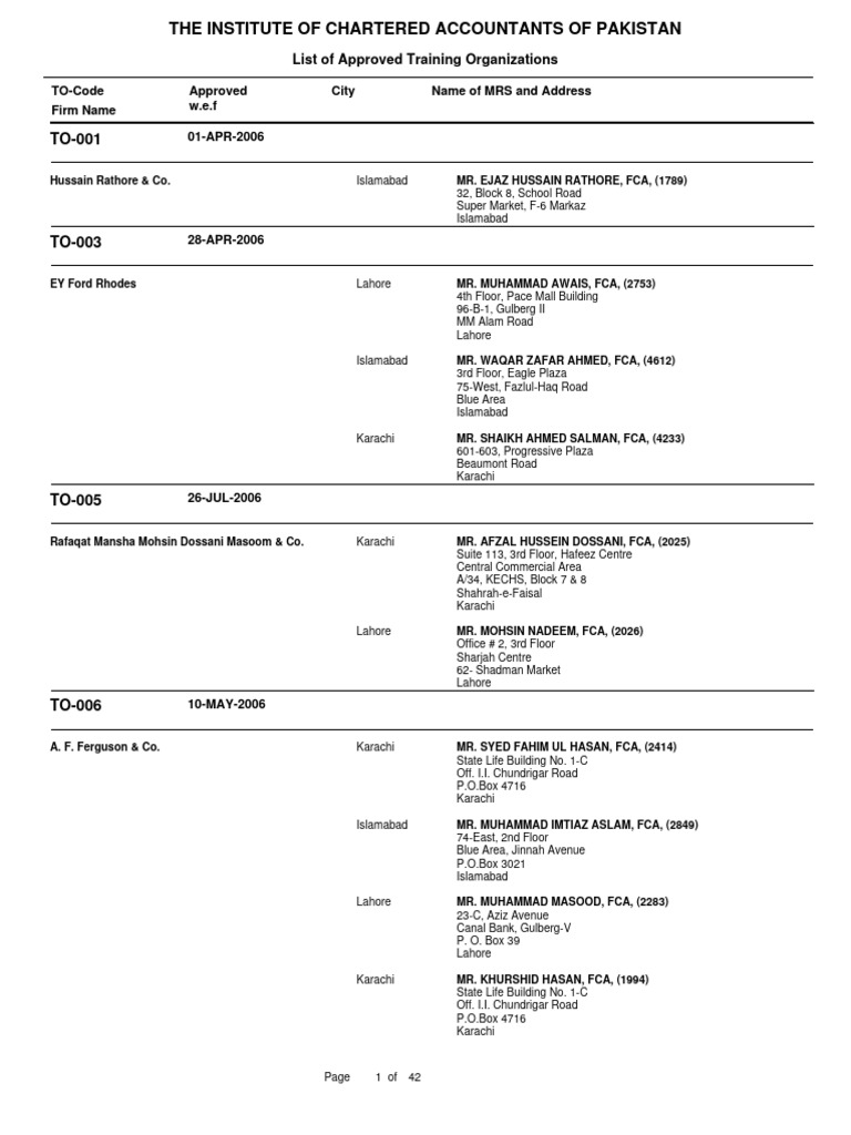 Approved Training Organizations List | PDF