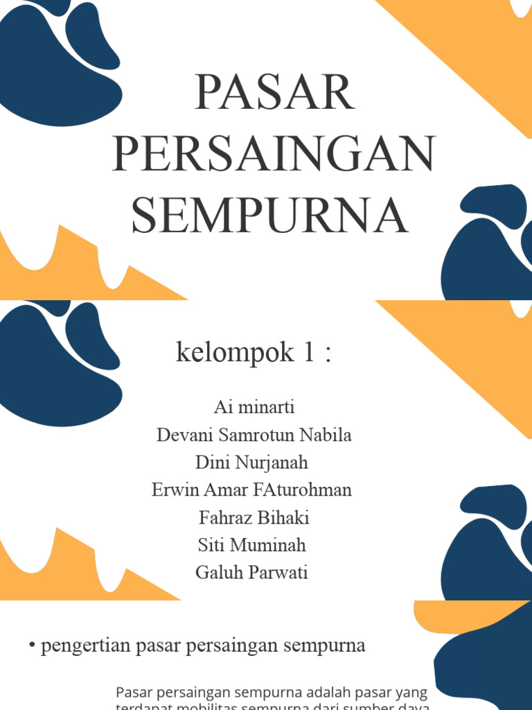 KELOMPOK 1 (Pasar Persaingan Sempurna) | PDF | Pengelolaan Keuangan & Uang