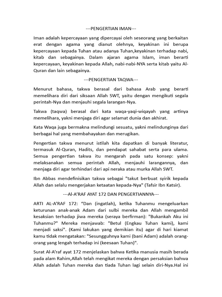 Pengertian Iman | PDF