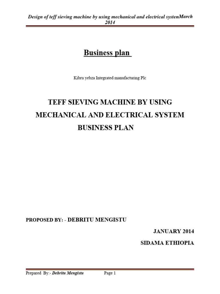 Business Plan of Teff Seiving Machine | PDF