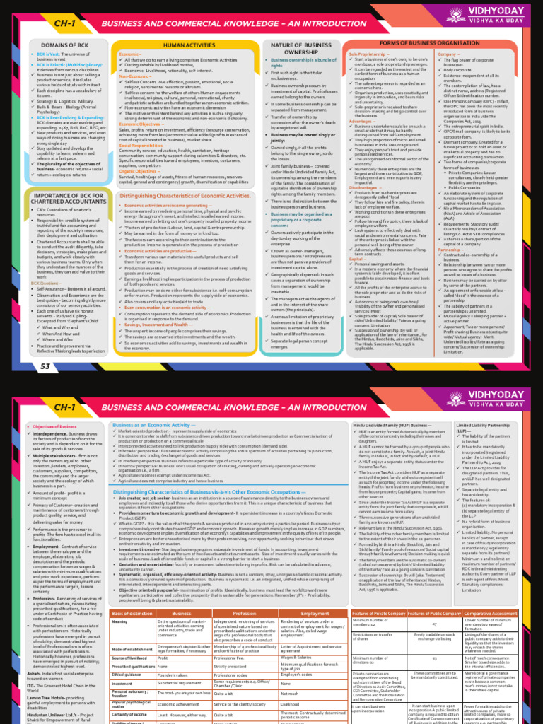Vidhyoday - BCK Revision Charts | PDF | Business | Limited Liability Partnership