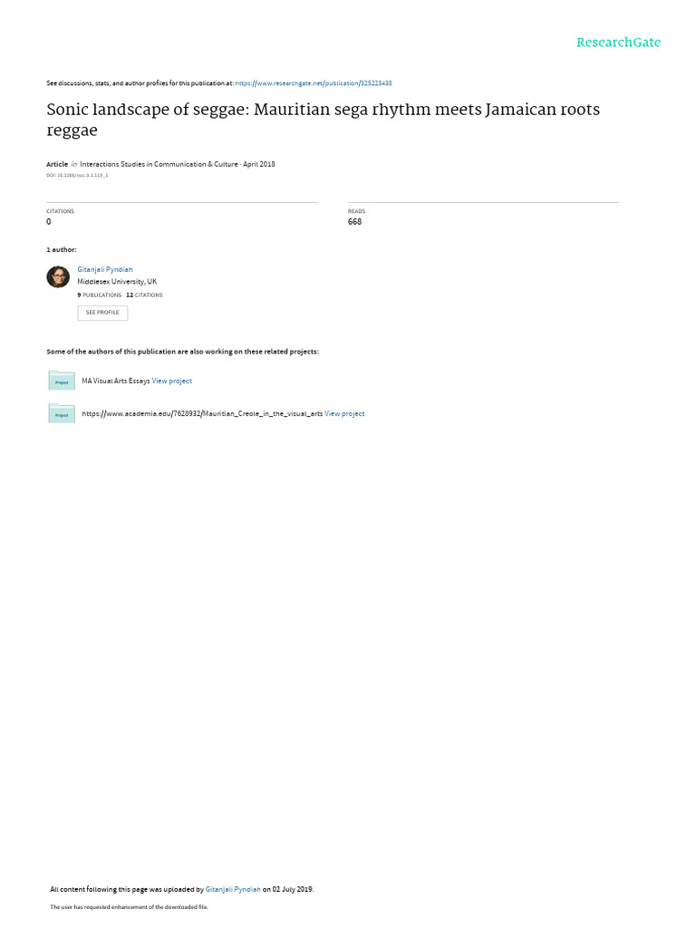 Sonic Landscape of Seggae Mauritian Sega Rhythm Me | PDF