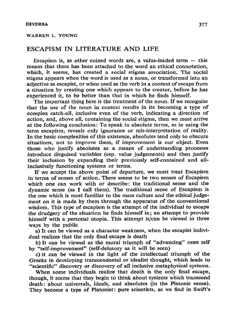 Understanding Escapism in Literature | PDF
