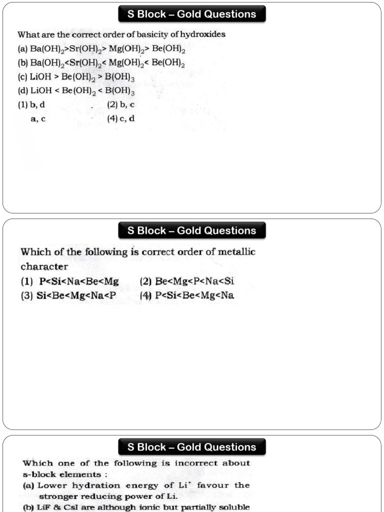 S Block Gold Questions Guide | PDF