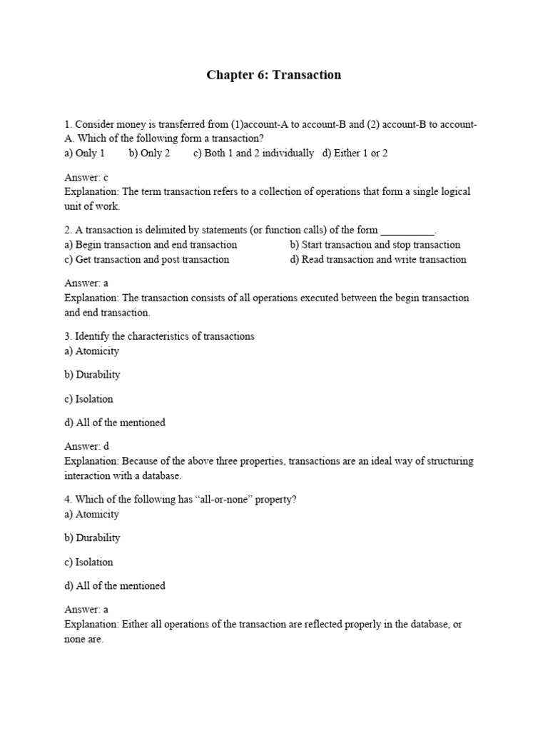 CH 6 Transactions | PDF | Database Transaction | Databases
