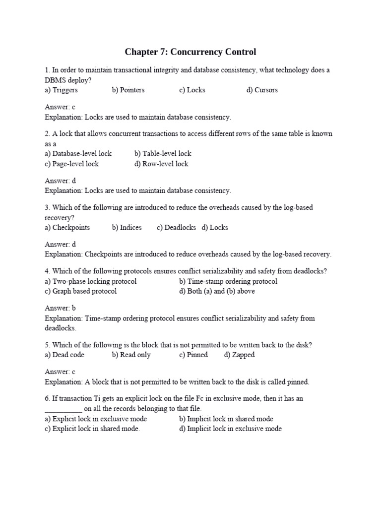 CH 7 Concurrency Control | PDF
