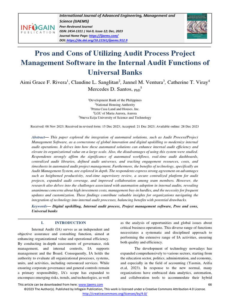 Pros and Cons of Utilizing Audit Process Project Management Software in The Internal Audit ...