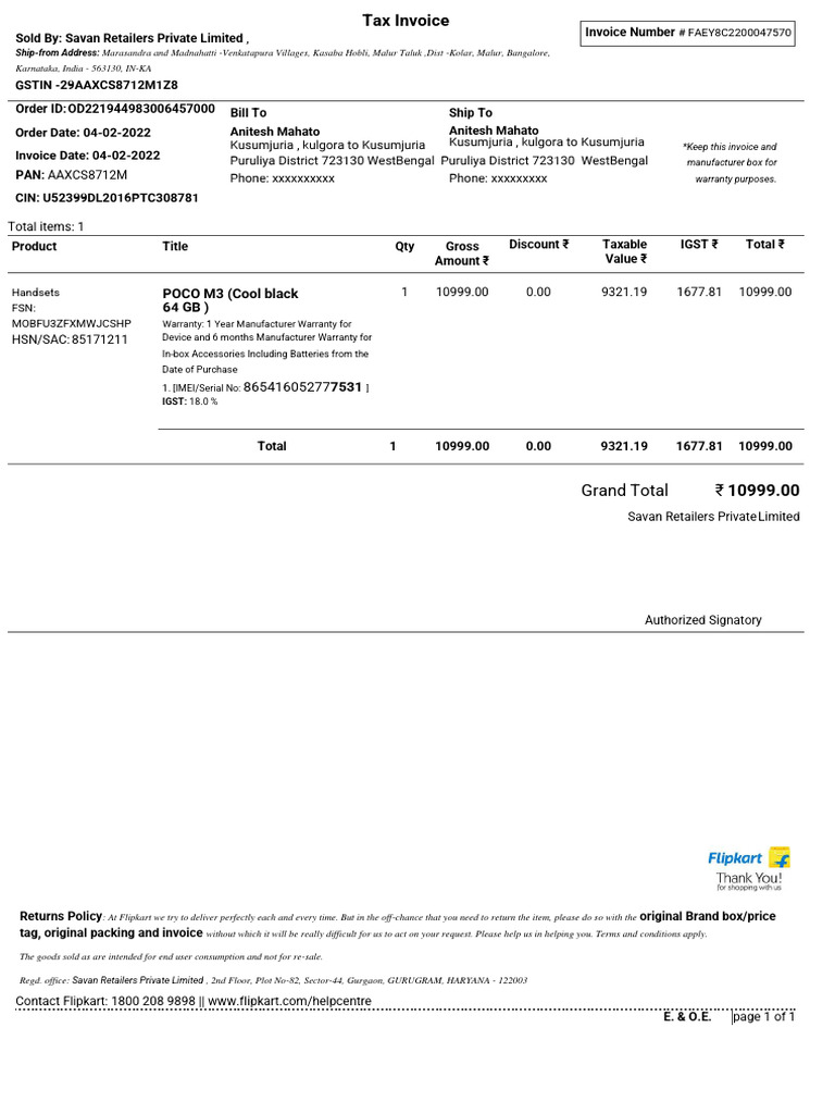 Anitesh Mahato Mobile Bill Payment | PDF