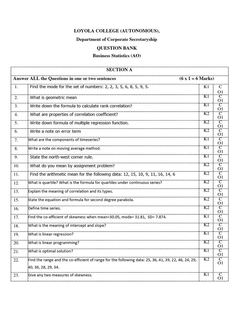 Bus Stats Rectified QB | Download Free PDF | Regression Analysis | Linear Regression