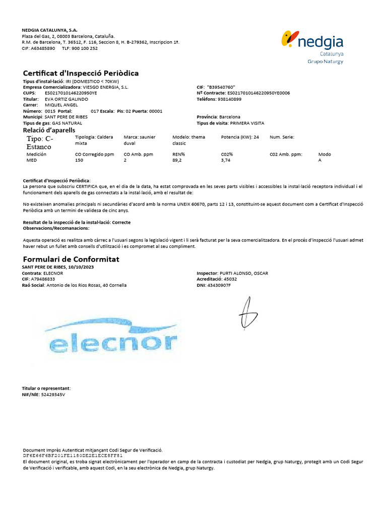 Certificat Gas | PDF