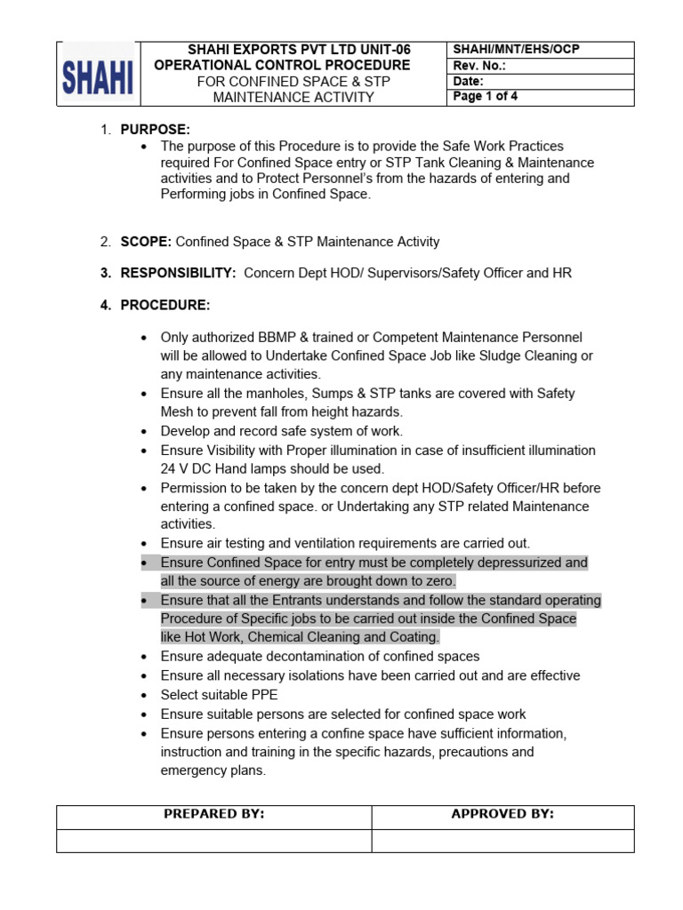 OCP Confined Space Shahi | PDF | Gases | Occupational Safety And Health