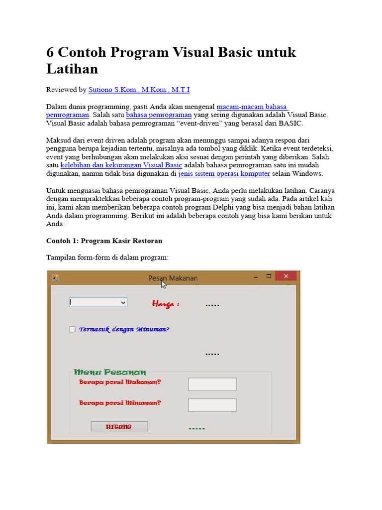 Contoh Program Visual Basic | PDF