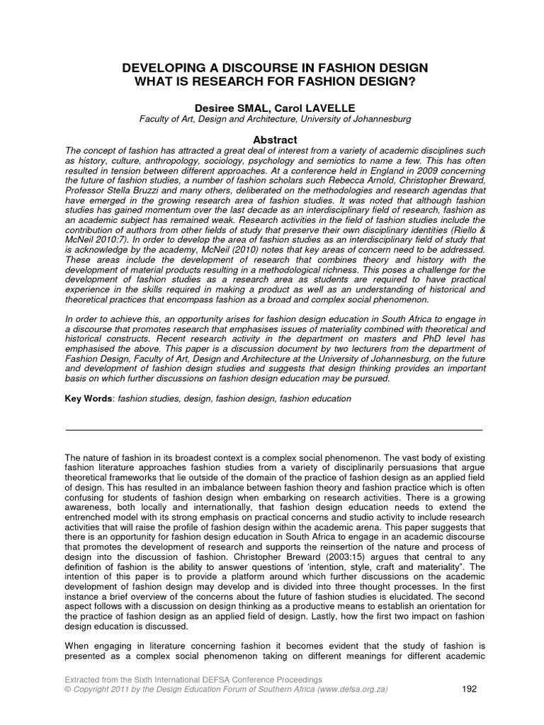 Developing A Discourse in Fashion Design | PDF | Design | Thought