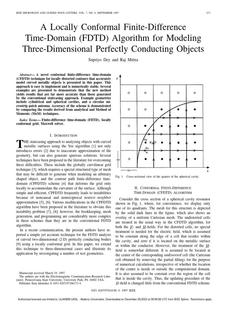 A Locally Conformal Finite-Difference Time-Domain FDTD Algorithm For ... A Locally Conformal Finite-Difference Time-Domain FDTD Algorithm For ...