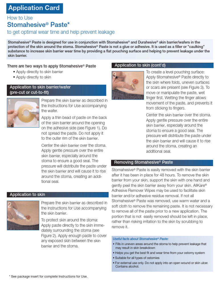 Stomahesive Paste Application Guide | PDF | Materials
