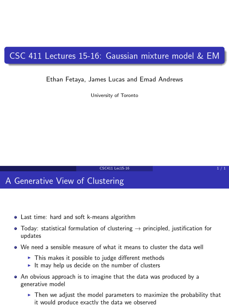 Lec15 16 Handout | PDF | Cluster Analysis | Normal Distribution