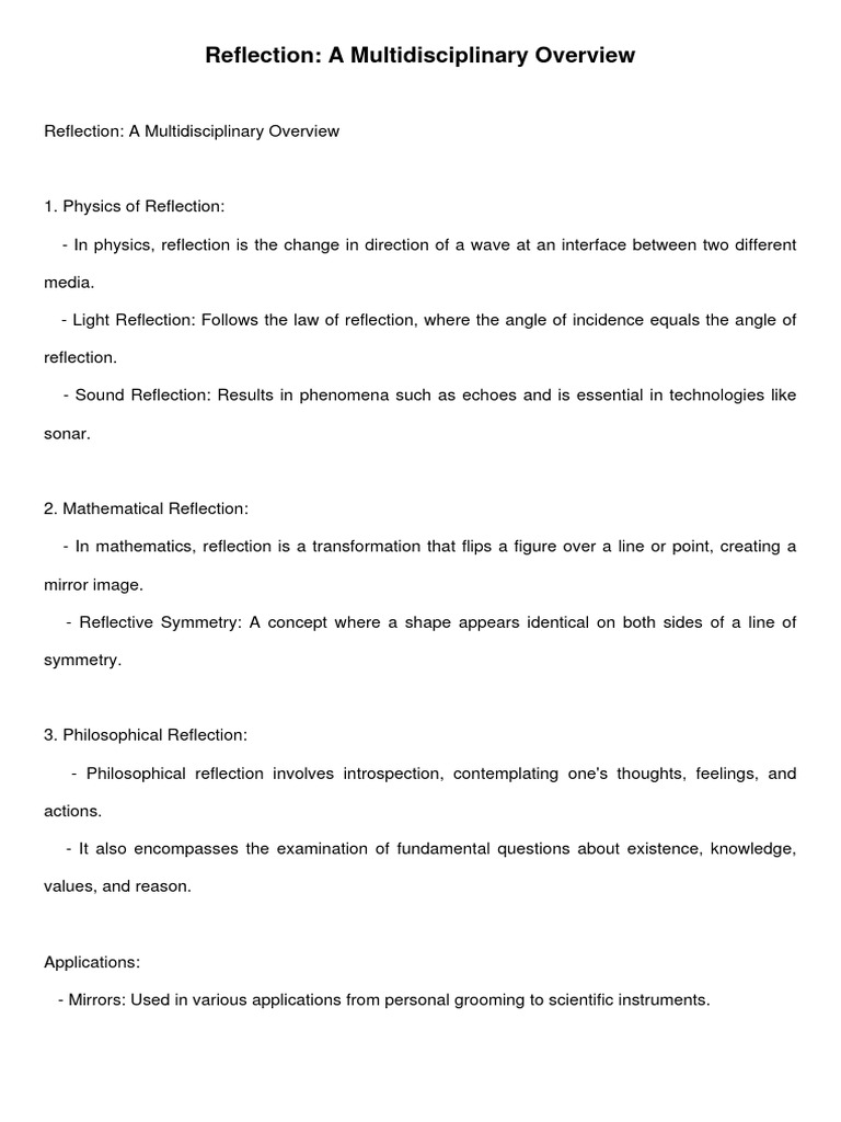 Reflection Overview | PDF