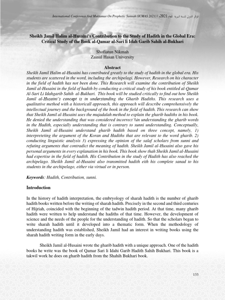 Sheikh Jamil al-Husaini's Hadith Insights | PDF | Hadith | Sunni Islam
