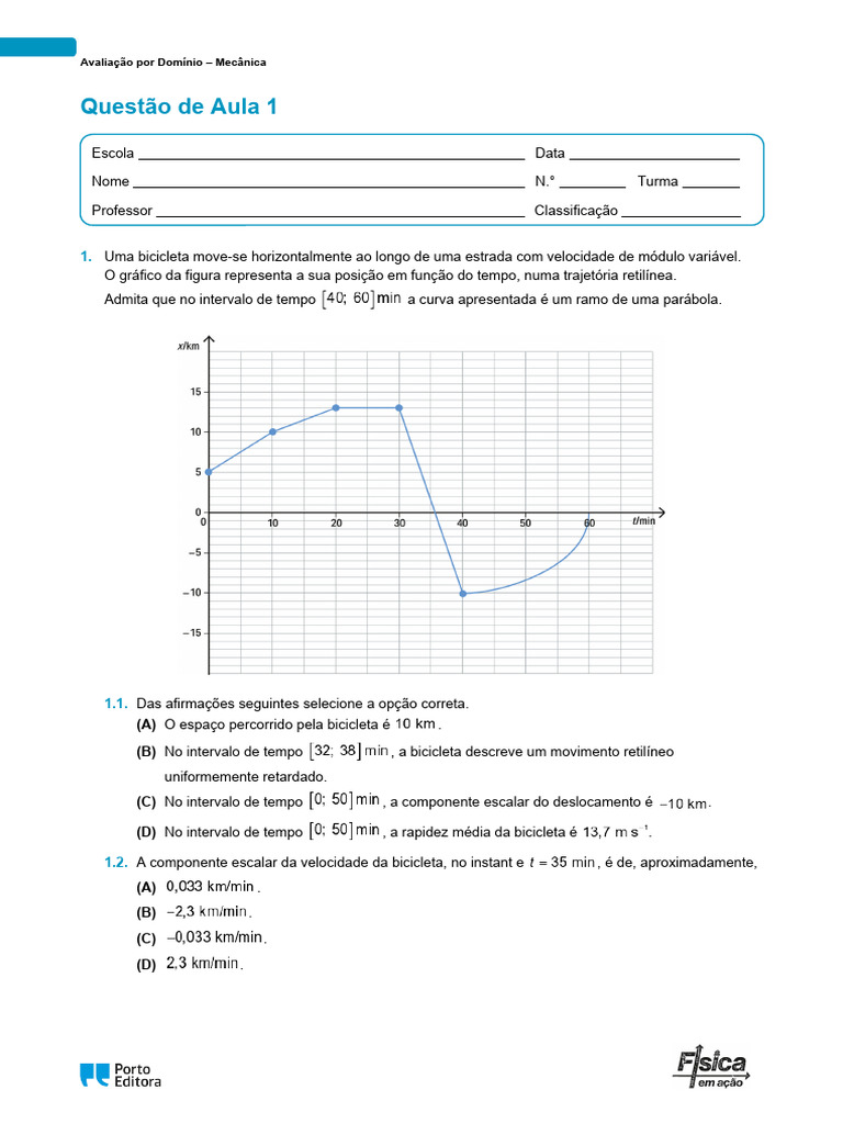 Fa11 Aval Mecanica Quest Aula 1 | PDF