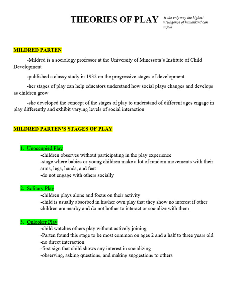 Theories of Play | PDF