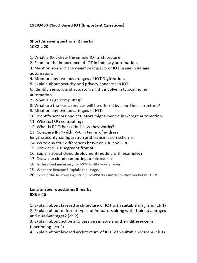 19EIO433 Cloud Based IOT - IMP | PDF | Internet Of Things | Cloud Computing